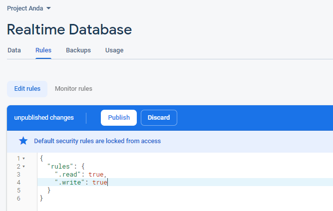 Membuat dan Menyiapkan Database Firebase