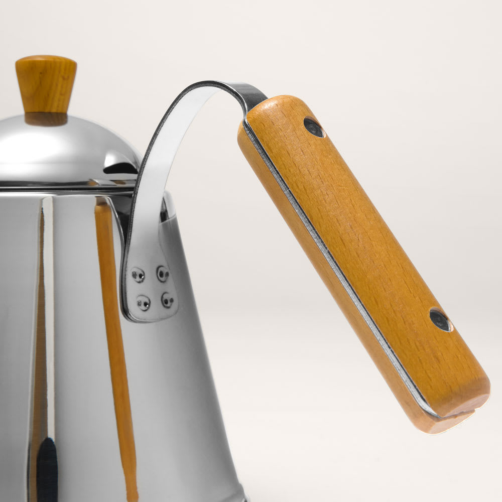 Zoomed in view of the wood handle.