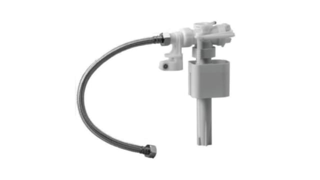 Inlet Valve Side Entry 15mm W/Mounting Clip & Nylon Coated Hose