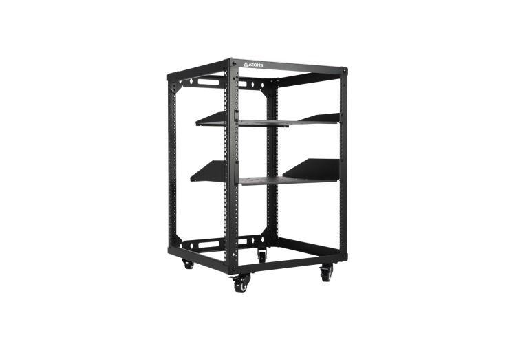 15U | Wall-Mount 4-Post Open Frame Rack | Side Mount | Floor-Standing w ...