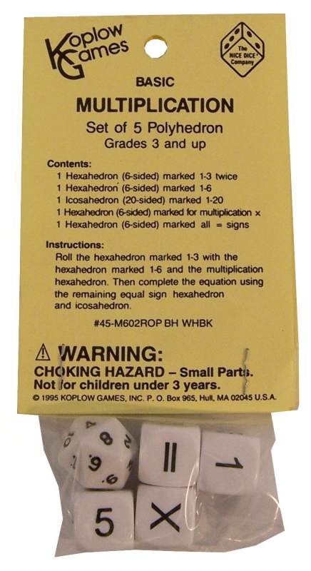 Basic Multiplication Set - 5 Assorted Polyhedrons (White)