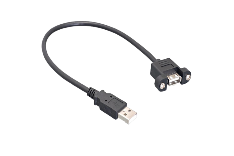 USB 2.0 Panel Mount Extension Cable | 6 ft | A Male to A Female