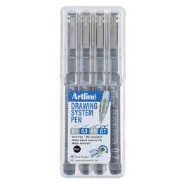 Drawing System Pens, Black - 4 pack (0.1,0.3,0.5,0.7mm)