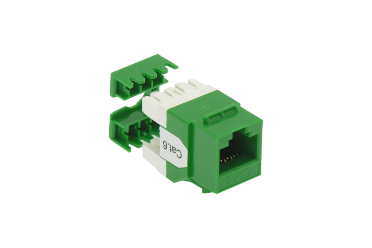 Cat6 RJ45 110 Type 180° Keystone Jack | Green | UL Listed | T568A/B
