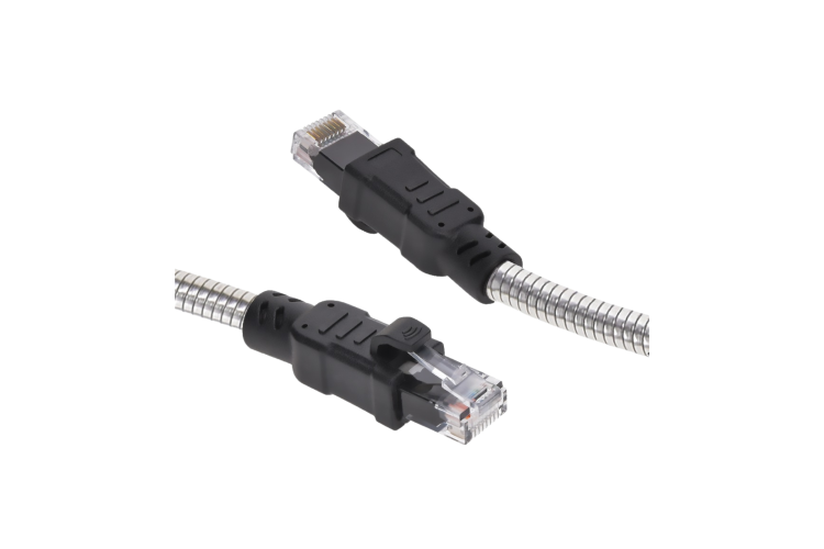 Ethernet Patch Cable | Cat6A Armored Cable | Stainless Steel | 150 ft.