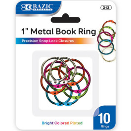 1 Assorted Color Metal Book Rings - 10 Pack