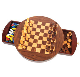Walnut Round 3-in-1 Game Set