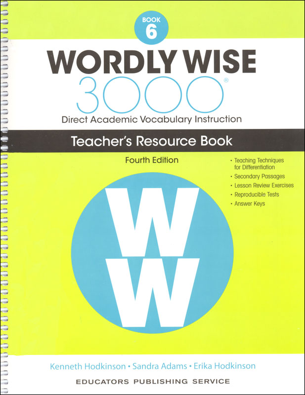 Wordly Wise 3000 Book 6 Teacher Resource Book, 4th Edition