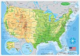 U.S. Map Physical Smart Poly Learning Mat
