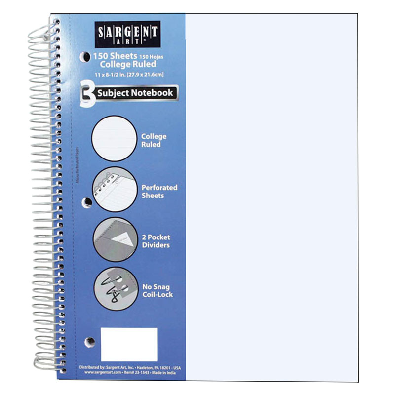 3 Subject College Ruled Poly Notebook (9" x 11")