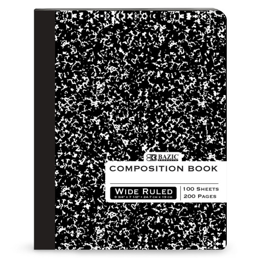 Wide Ruled Black Marble Composition Book