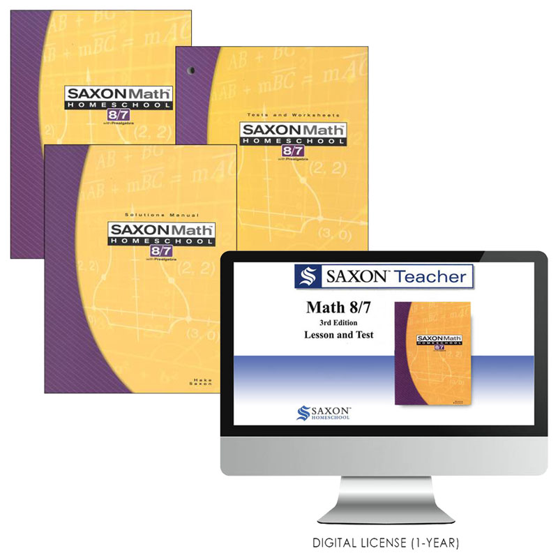 Saxon 8/7 Homeschool Kit + Saxon Teacher Digital License 1 year 3rd Edition