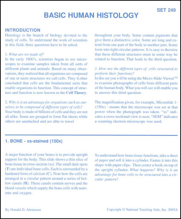 Basic Human Histology Microslide Lesson Set