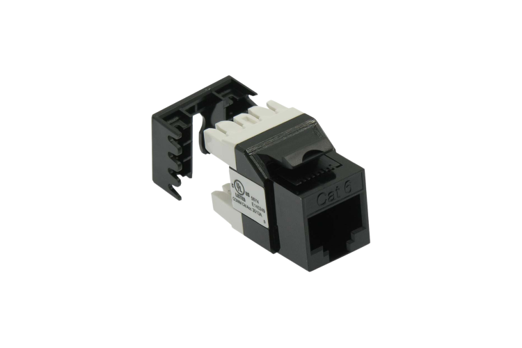 Cat6 RJ45 110 Type 180° Keystone Jack | Black | UL Listed | T568A/B