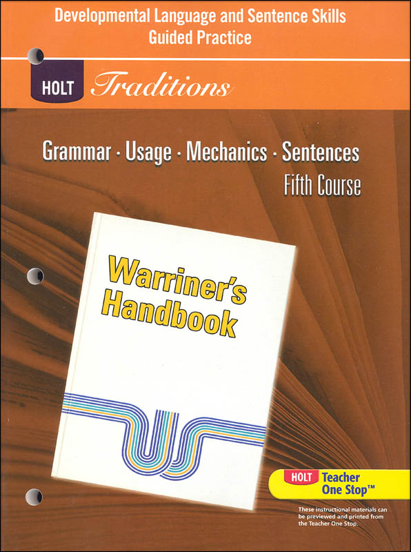 Holt Traditions Warriner's Handbook Developmental Language and Sentence ...
