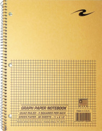 Wirebound Notebook 8 1/2 x 11 - 80 sheets Graph Ruled (5x5 grid)