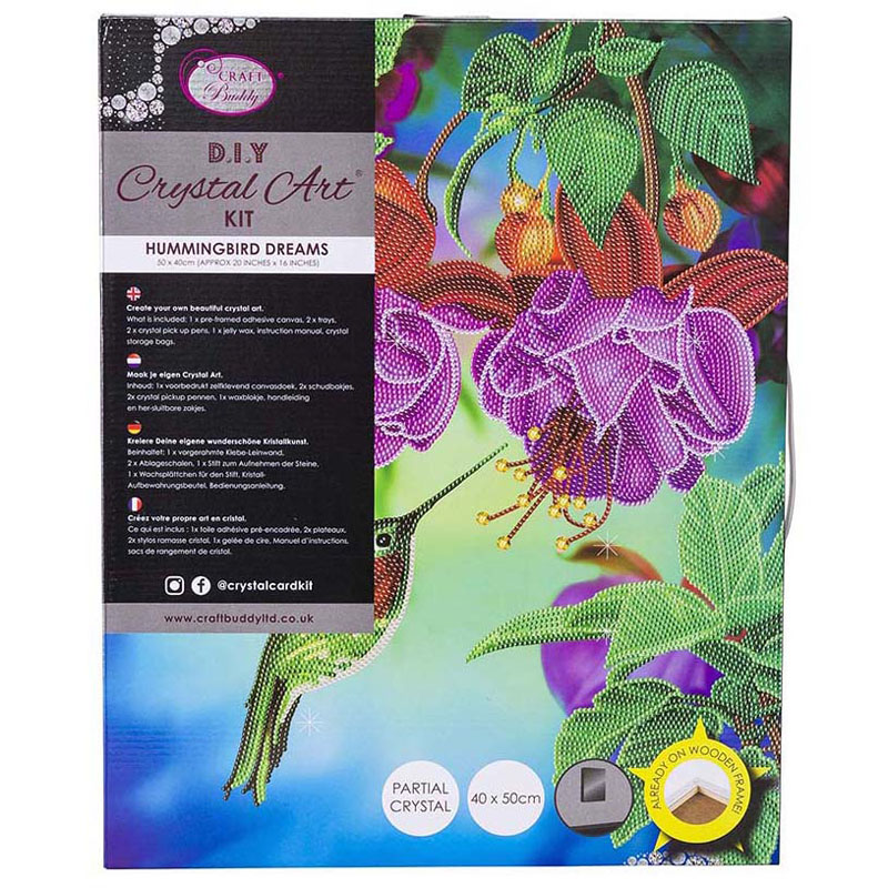 Crystal Art Large Framed Kit - Hummingbird