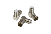 F-Type Right Angle Adapter | Push-On Male | Nickel Plated Coax Fit