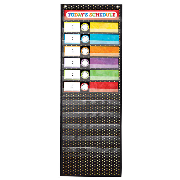 Deluxe Scheduling: Gold Polka Dot Pocket Chart