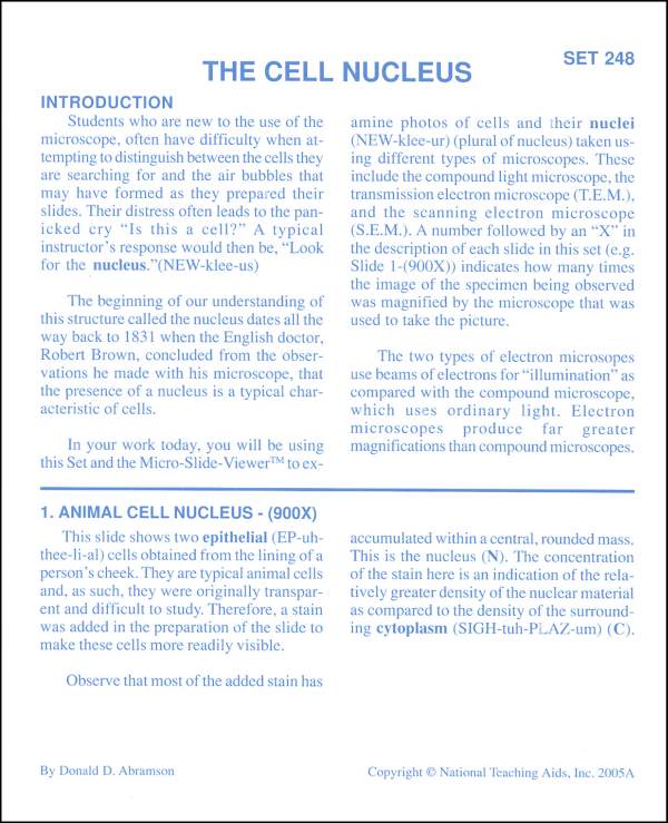 Cell Nucleus Microslide Lesson Set
