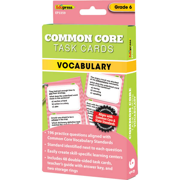Common Core Vocabulary Task Cards Grade 6