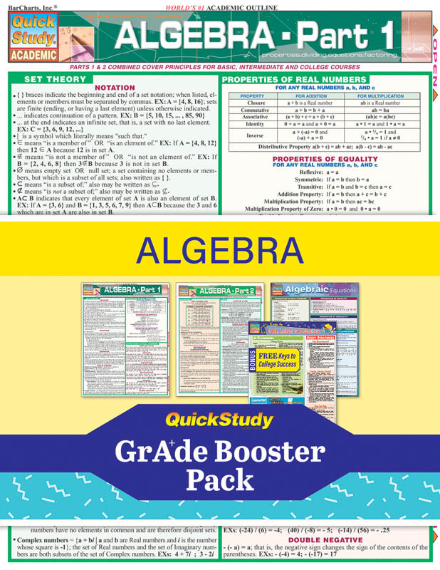 Algebra Quickstudy Grade Booster Pack