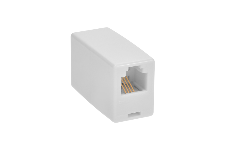 RJ11 Modular Inline Coupler Reverse | 4 Conductor | White