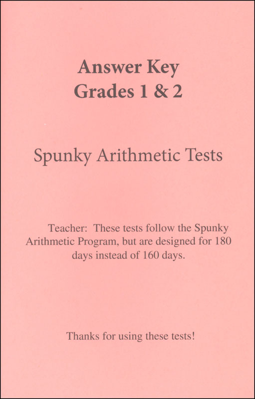 Learning Numbers with Spunky Tests Answer Key Grades 1 & 2