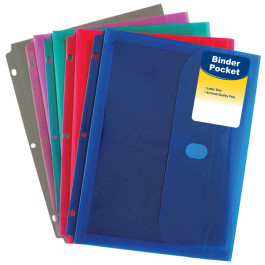 Binder Pocket with Hook and Loop Closure