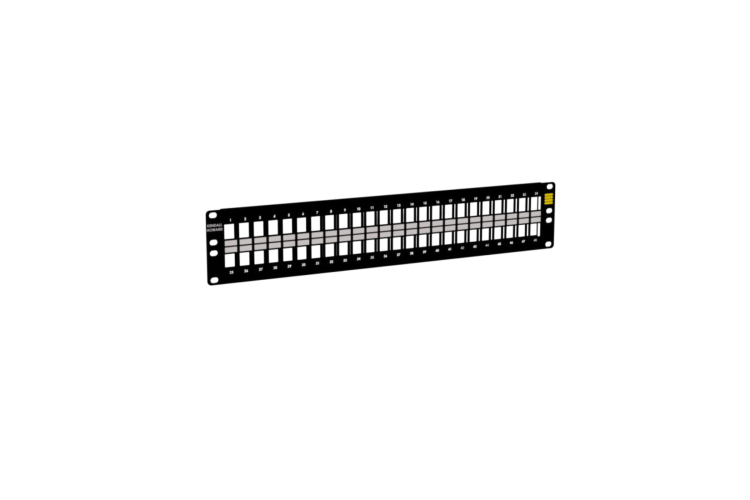 Patch Panel | 2U 48 Port Blank Keystone Patch Panel - Welded | Black