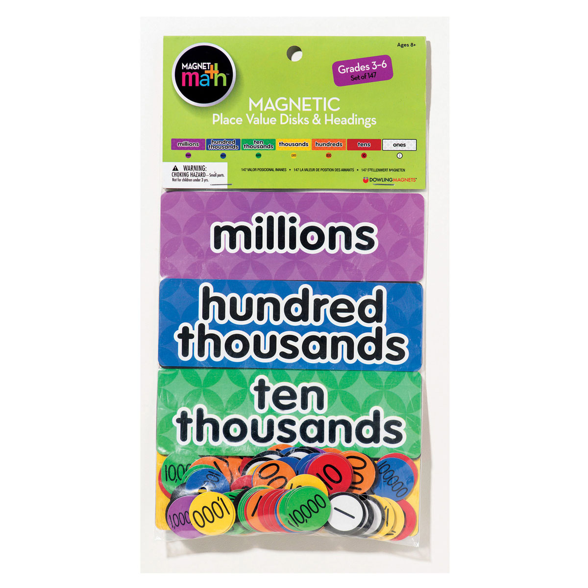 Magnetic Place Value Disks and Headings: Grades 3-6 (140 disks)