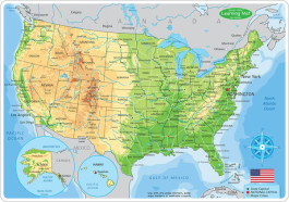 U.S. Map Physical Smart Poly Learning Mat