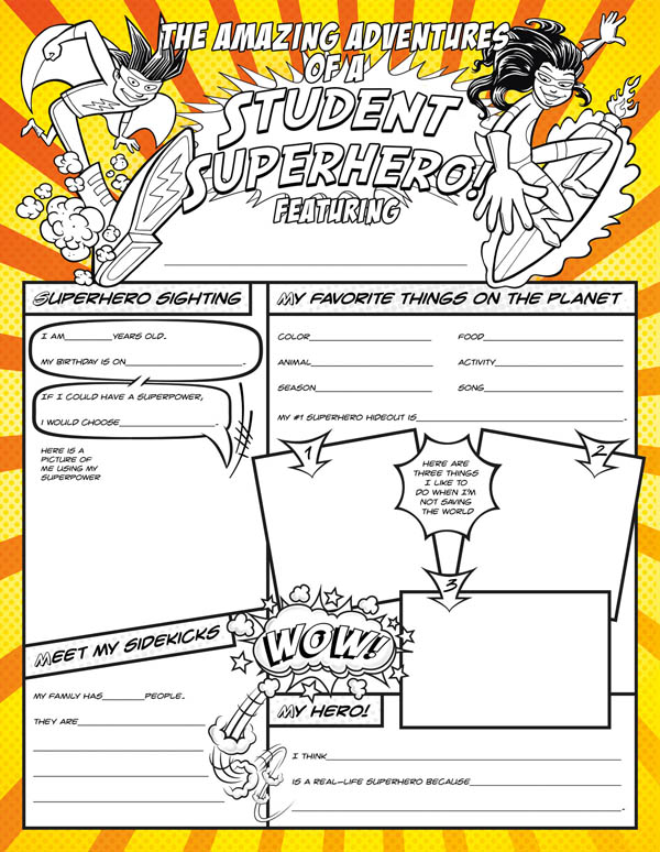 Student Superhero Fill Me In Activity Poster