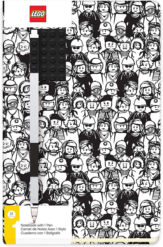 LEGO Minifigure Notebook with Black Embedded Brick & Black Gel Pen (4x6)