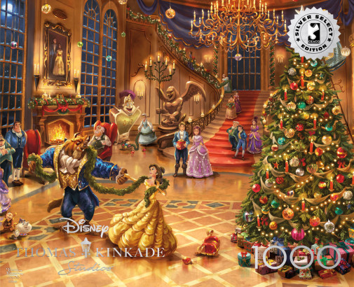 Beauty and the Beast Holiday Puzzle Thomas Kinkade Disney Silver Select Edition 1000 pieces