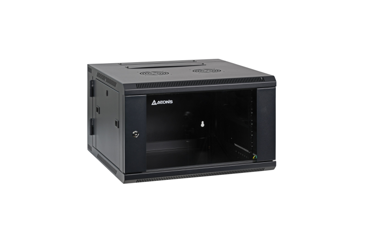 6U 19" | Wall- Mount Cabinet | Rear Hinged Swing-Out | Glass Door 21.7 ...
