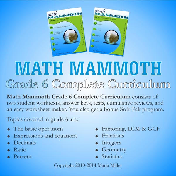Math Mammoth Light Blue Series Grade 6 CD