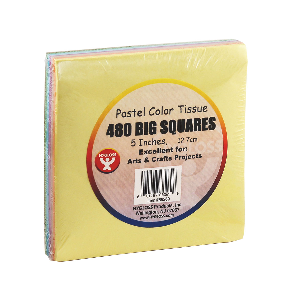 Tissue Squares 5" Pastel Colors, 6 assorted colors (480 pack)