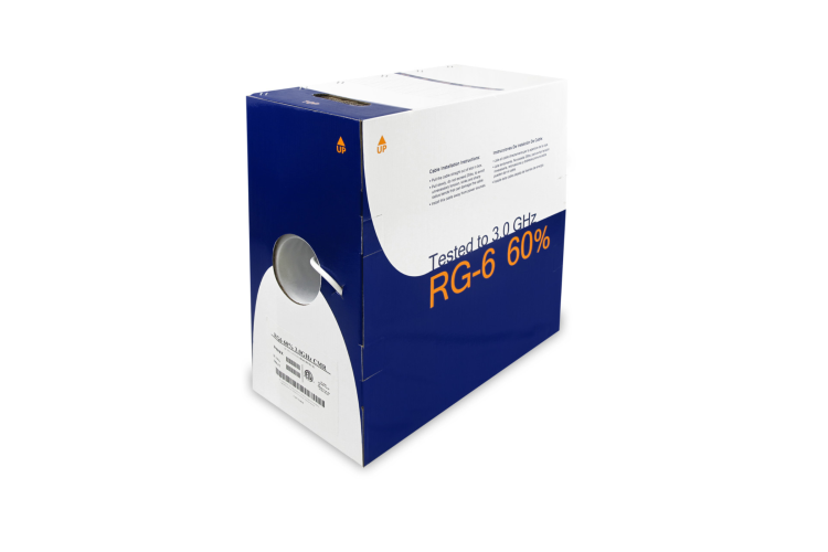 RG6/U | 60% Dual Shield CMR Coaxial Cable | 500 ft. | White