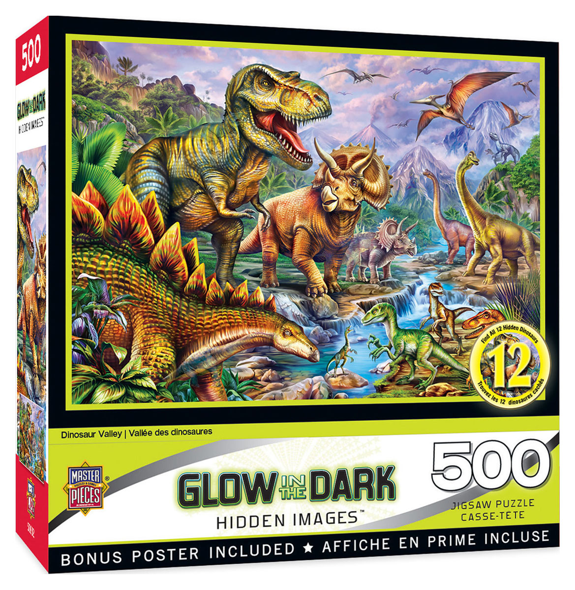 Hidden Image Glow in the Dark - Dinosaur Valley Puzzle (500 piece)