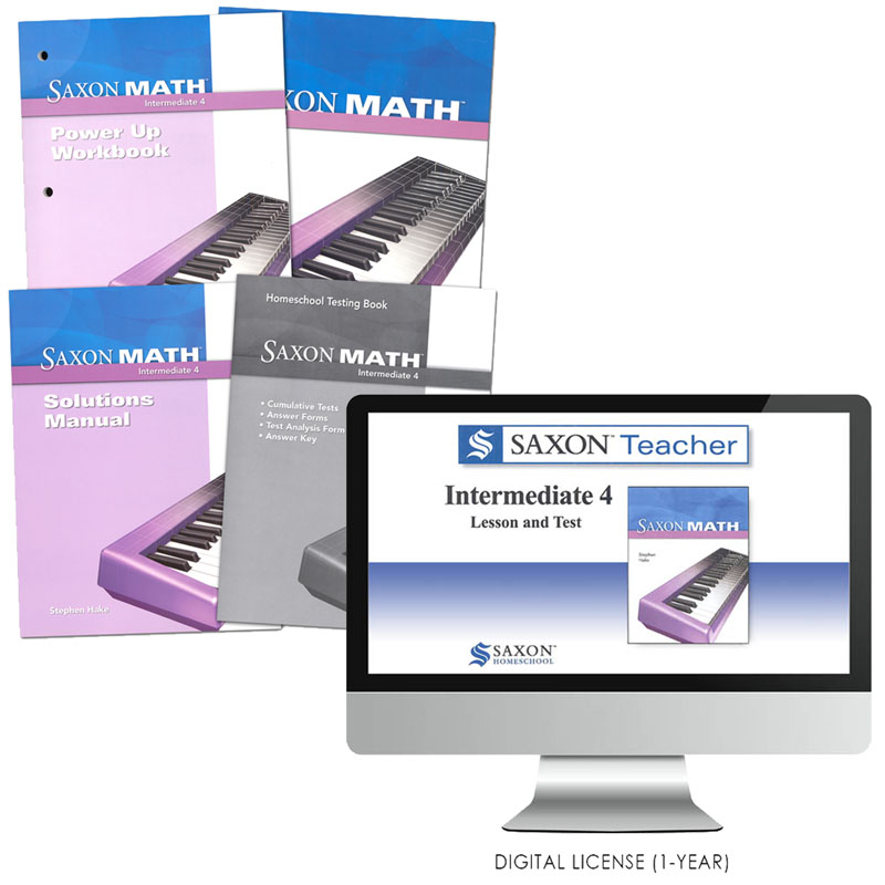 Saxon Math Intermediate 4 Comp Homeschool Kit + Saxon Teacher Digital License 1 year