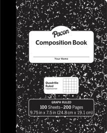Composition Book Hard Cover, Graph Ruled (Quadrille Ruled), Black ...