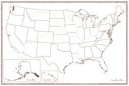 50 States Map - Large Foldable Blank (24 x 36 )