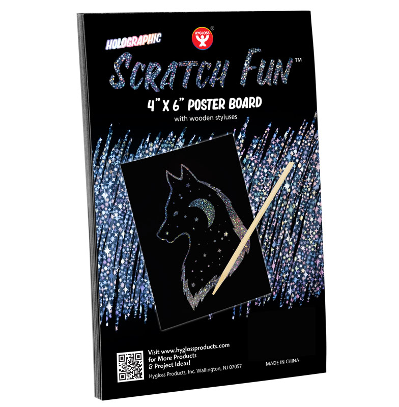 Holographic Scratch Fun Poster Board 4" x 6" - 10 sheets with 2 styluses