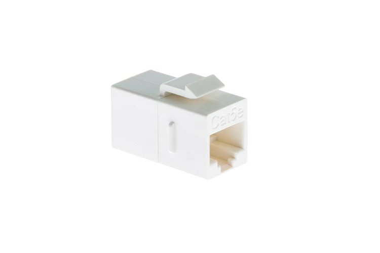 Cat5E Inline Coupler Keystone Snap-In | RJ45 Female to Female | White