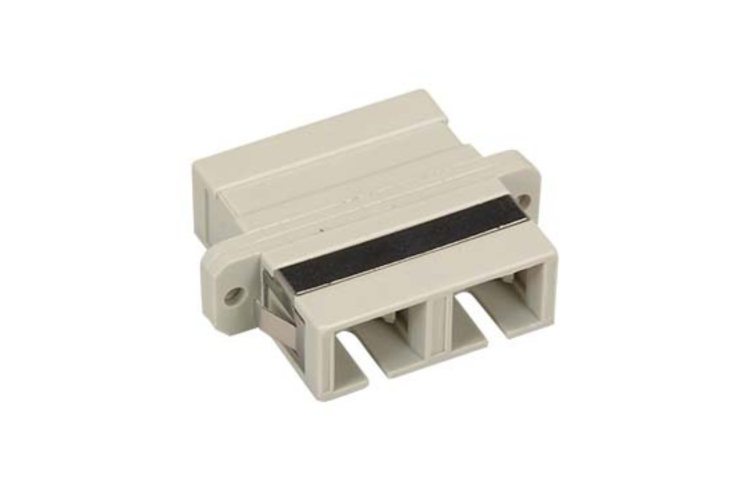 SC/UPC Duplex Multimode Fiber Adapter | Beige | Flanged