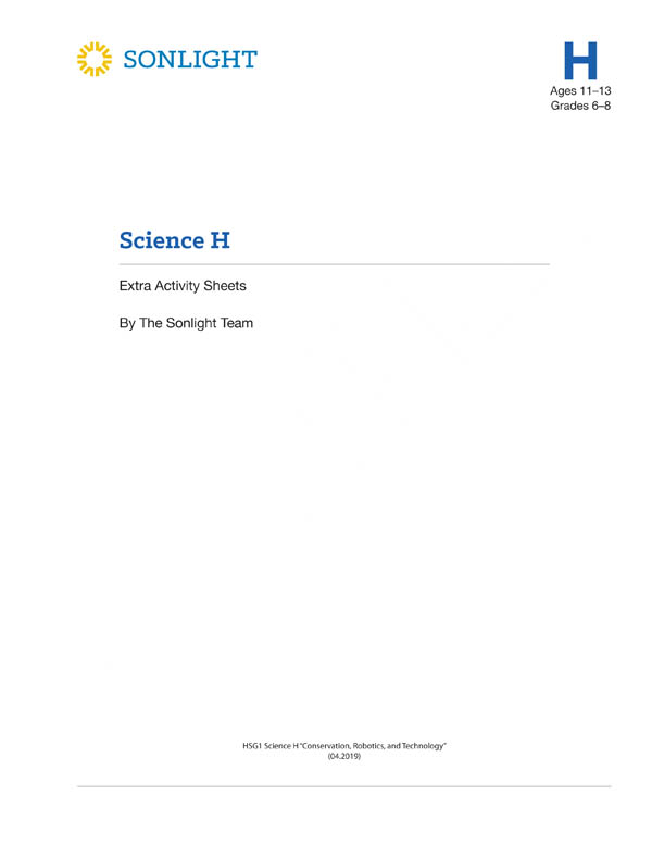 Sonlight Science Level H 4-Day Extra Activity Sheets (2019)