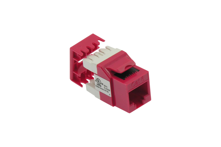 Cat6 RJ45 110 Type 180° Keystone Jack | Red | UL Listed | T568A/B