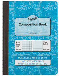 Dual Ruled Composition Book - Blue Cover (Grid & Wide)