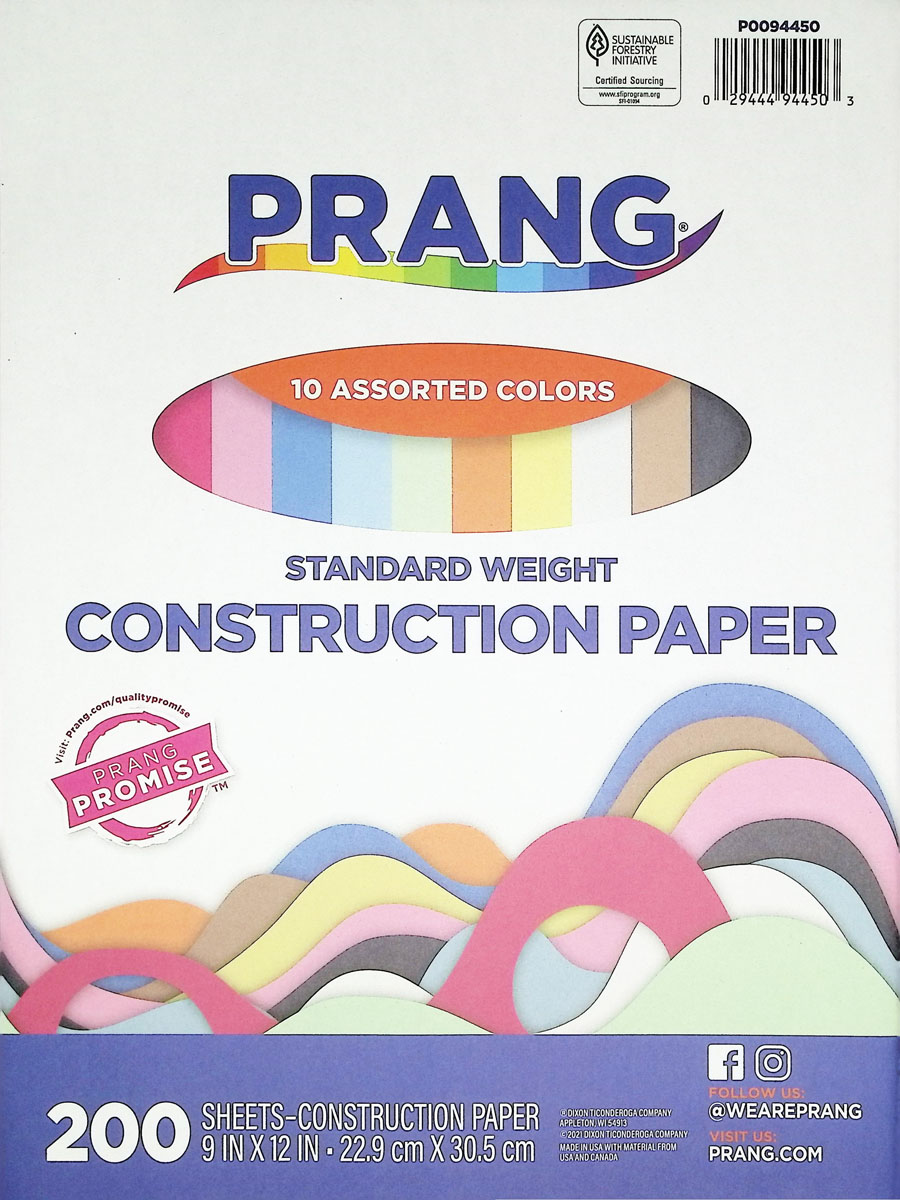 Rainbow Construction Paper, 9x12 (200 sheets in 10 colors)